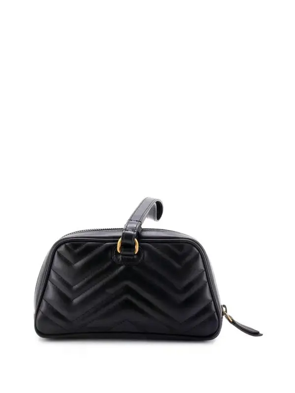 Gucci Matelassé Leather Gg Marmont Wrist Wallet Clutch - Black