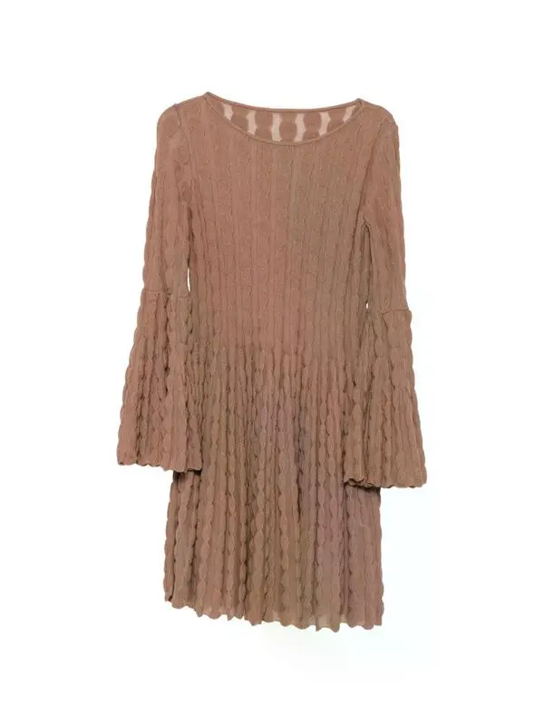 ANTONINO VALENTI Textured Bell-sleeve Mini Dress - Brown