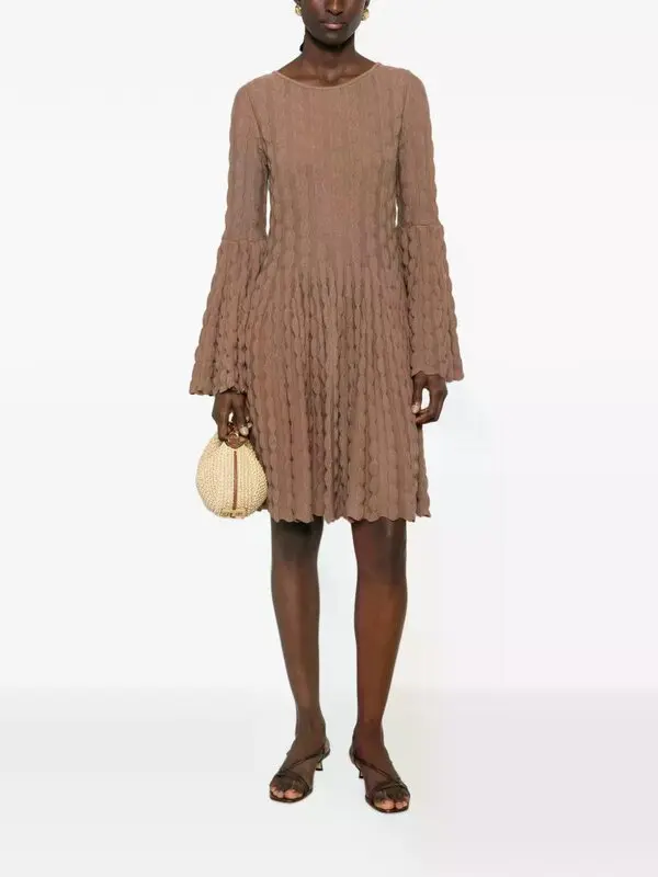ANTONINO VALENTI Textured Bell-sleeve Mini Dress
