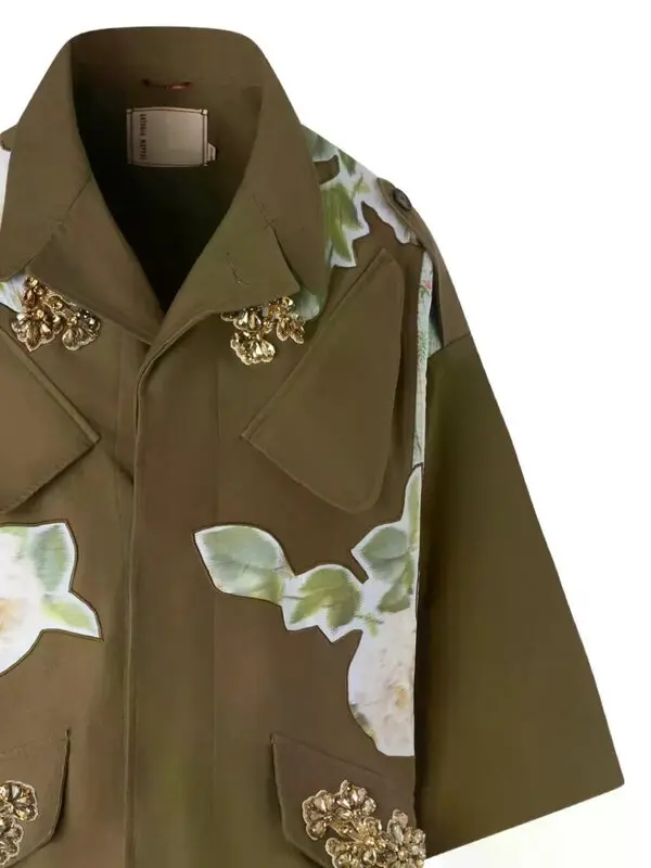 Antonio Marras Bronze Bloom Patchwork Crystal-embellished Military Jacket