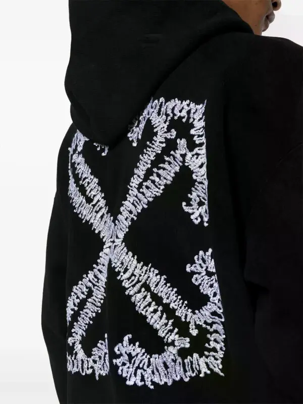 Off-White Logo-embroidered Organic-cotton Hoodie