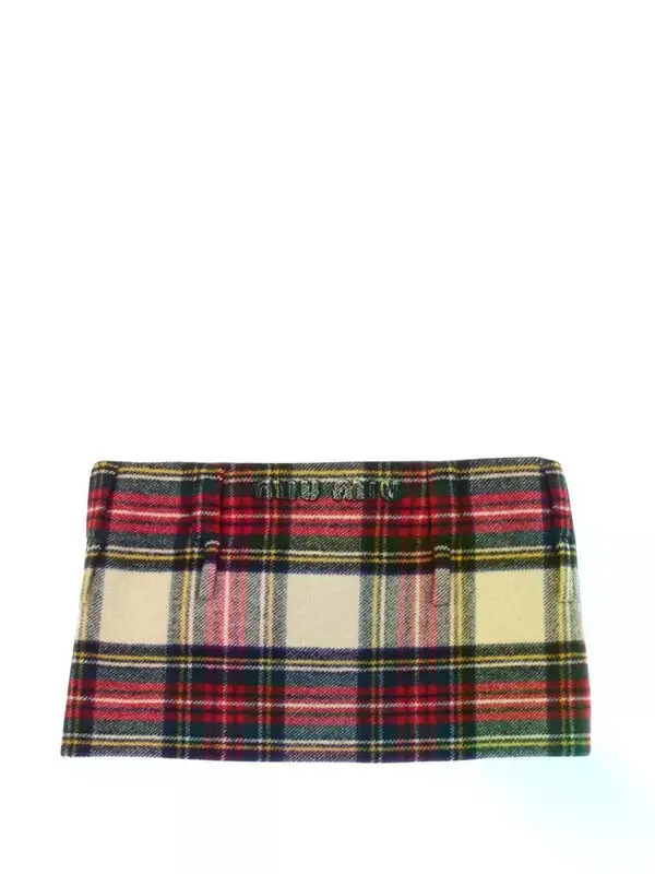 Miu Miu 2010s Tartan Check Mini Skirt - Neutrals