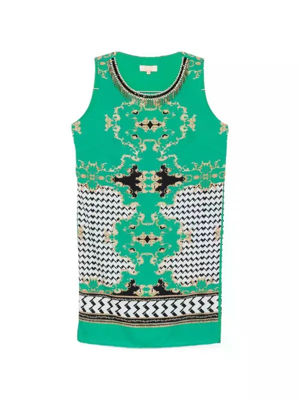 TWINSET Bead-embellished Baroque-print Top - Green