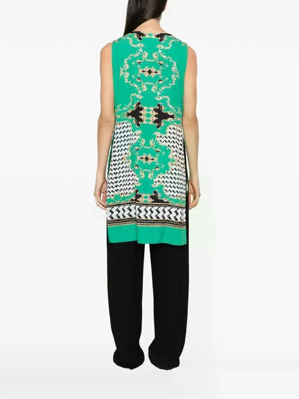 TWINSET Sleeveless Embellished Baroque Print Top