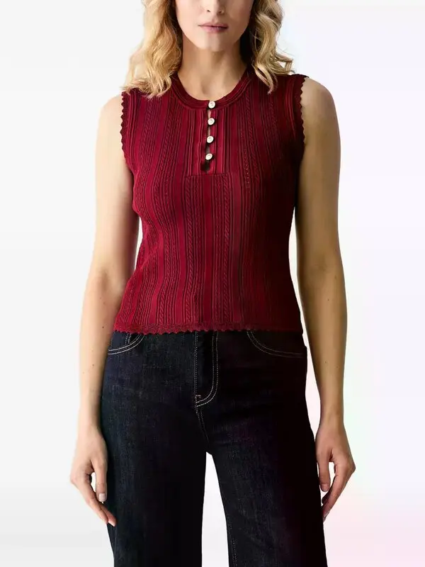 Guess Cable-knit Scalloped-edge Top