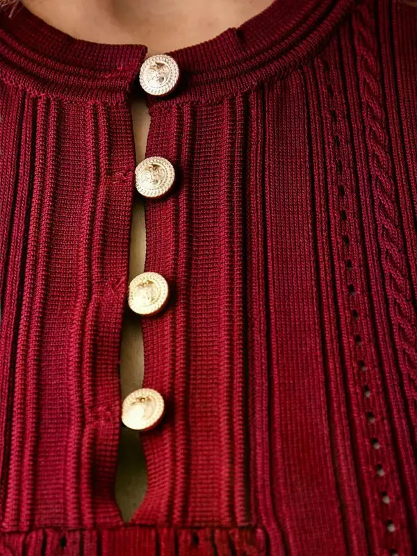 Guess Cable-knit Scalloped-edge Top