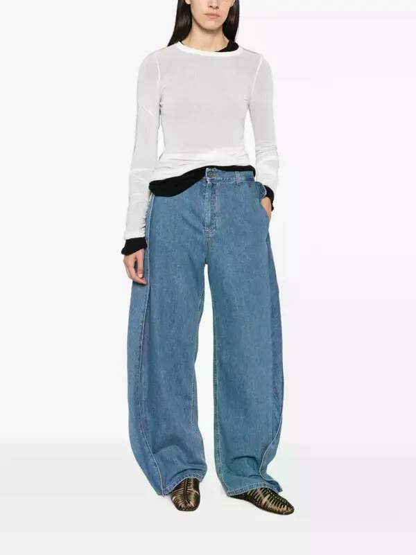 Loewe Contrast-trimmed Wide-leg Jeans - Blue