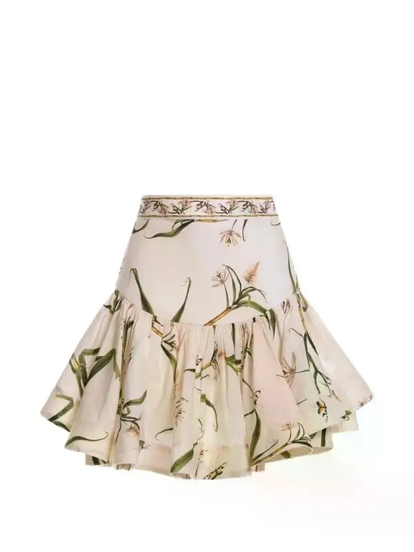 Agua Bendita Jacarina Floral-print Full Skirt - Neutrals