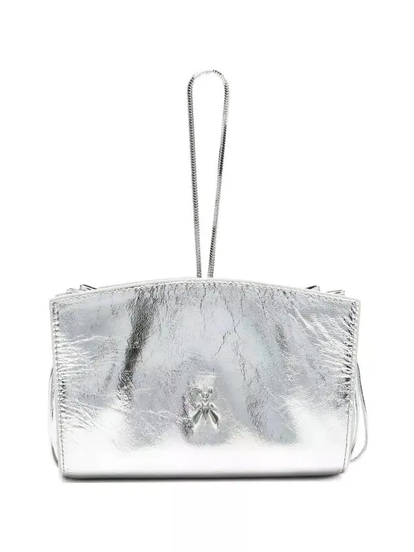 Patrizia Pepe Laminated Leather Clutch Bags - Silver