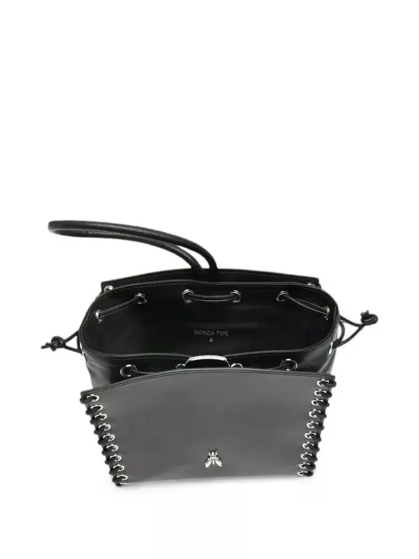 Patrizia Pepe Leather Clutch Bag With Drawstring Fastening