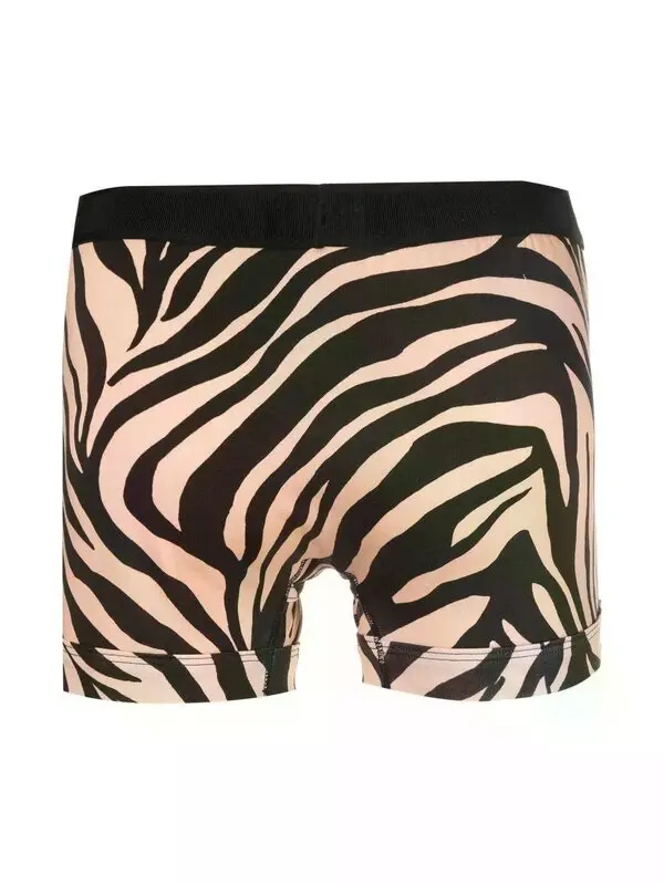 TOM FORD Zebra-print Logo Boxer Shorts - Brown
