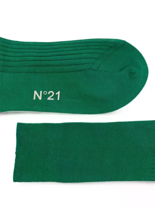 N°21 Ribbed-knit Logo-print Socks