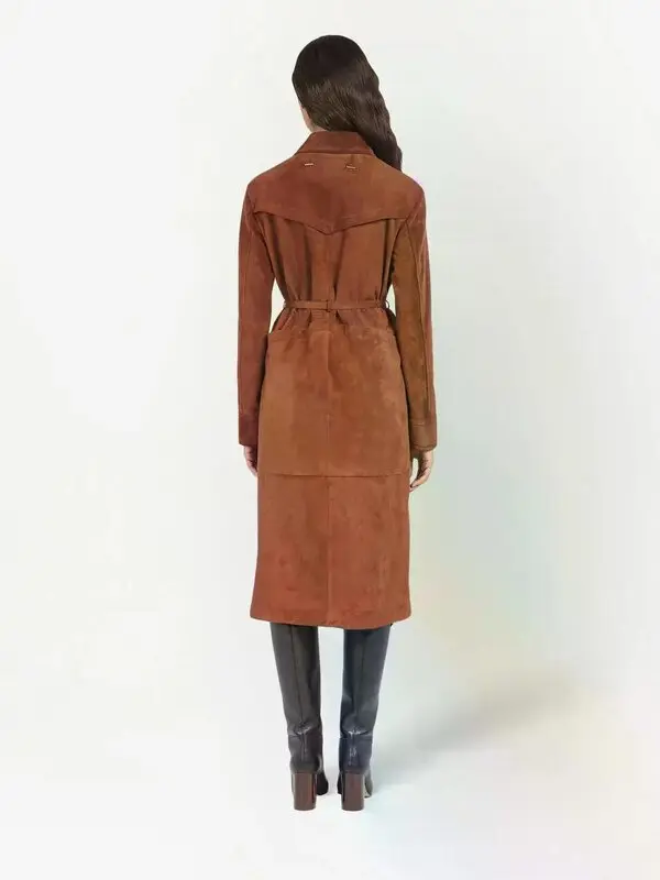 FERRAGAMO Button-front Suede Dress - Brown