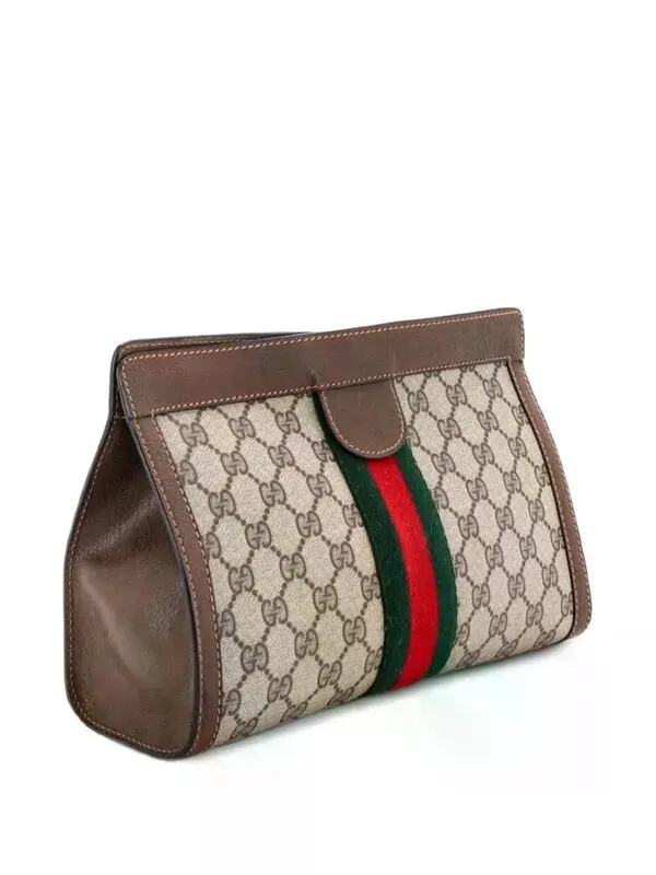Gucci Vintage Ophidia Frame Gg Coated Canvas Clutch Bag