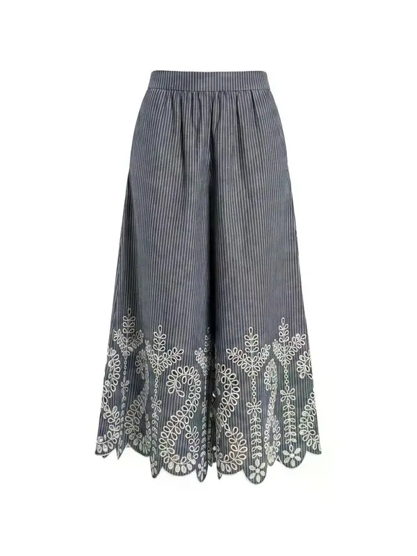 CHRISTY LYNN Embroidered Wide-leg Trousers