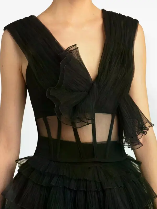 GEMY MAALOUF Ruffled Bow-detail Corset