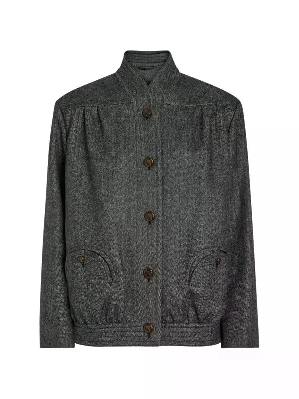 BLAZÉ MILANO Coiba Herringbone-pattern Smiley-pocket Jacket - Grey