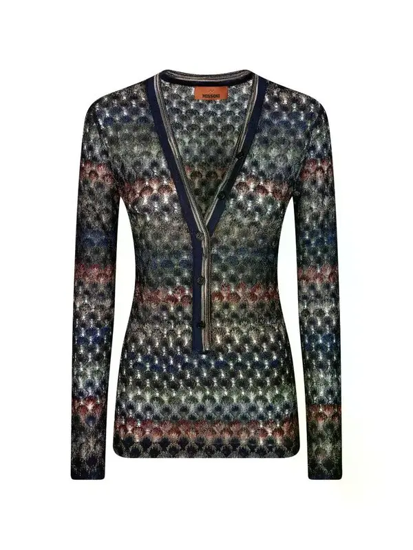 Missoni Crochet-knit V-neck Cardigan - Blue