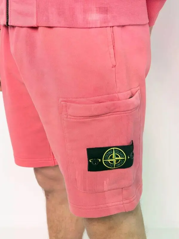 Stone Island Compass-patch Cotton Shorts