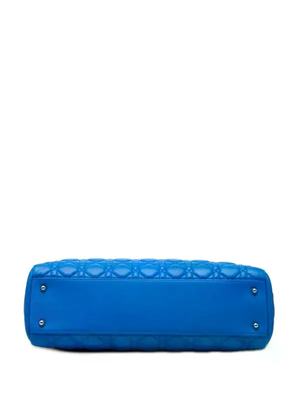 Dior 2013 Large Lambskin Cannage Soft Zipped Lady Shopping Tote Bag - Blue