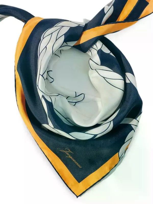 Jacquemus The Hippocampe Seahorse Silk Scarf - Blue