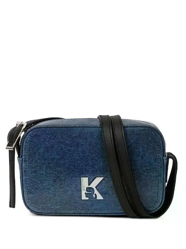 Karl Lagerfeld Logo Plaque Denim Crossbody Bag - Blue