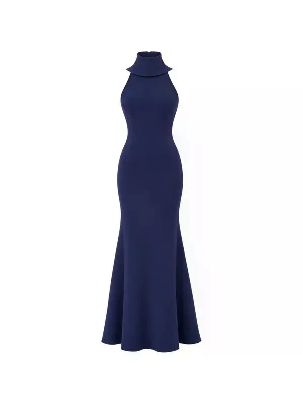 Badgley Mischka Draped Crepe Gown - Blue