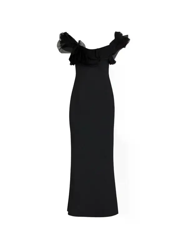 Badgley Mischka Ruffled Maxi Dress - Black