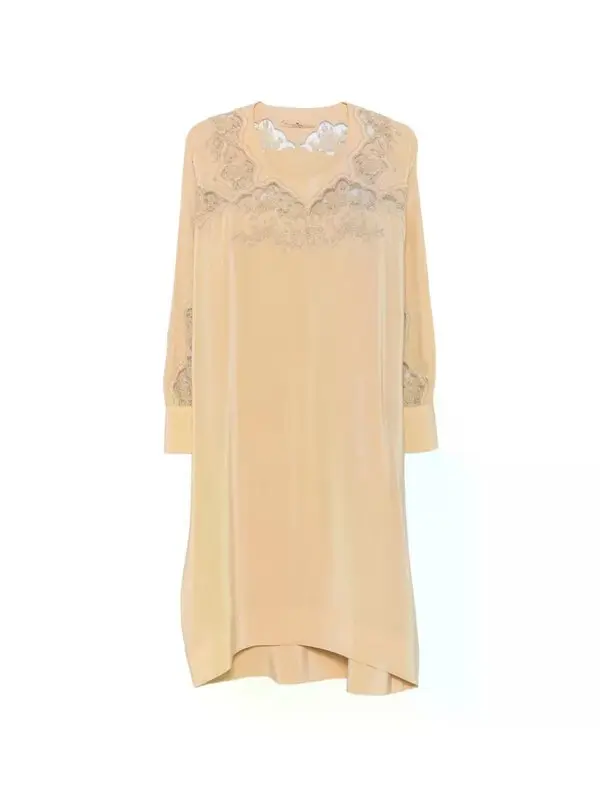 Ermanno Scervino Lace-trimmed Silk Mini Dress - Neutrals