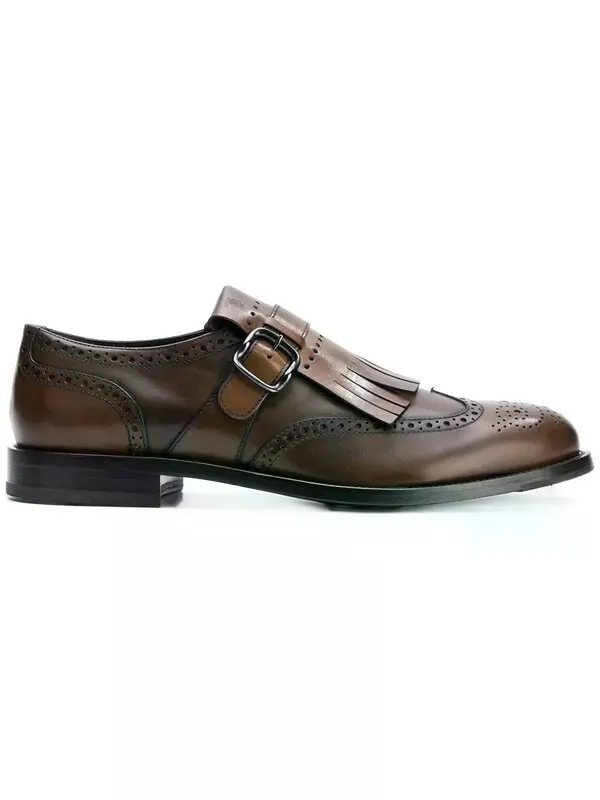 TOD'S Fringed Buckled Shoes - Brown