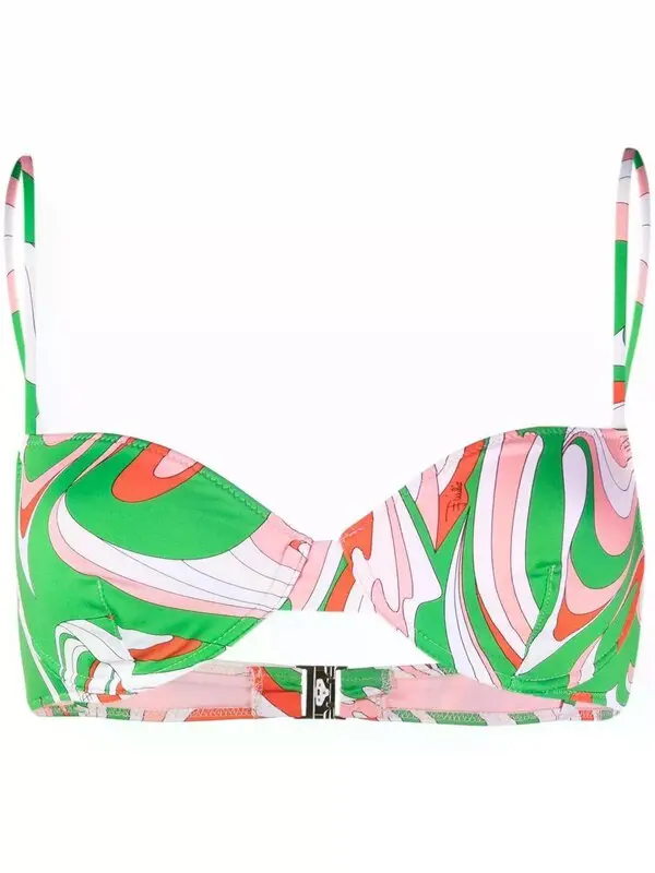 Emilio Pucci Vortici-print Underwired Bikini Top - Green
