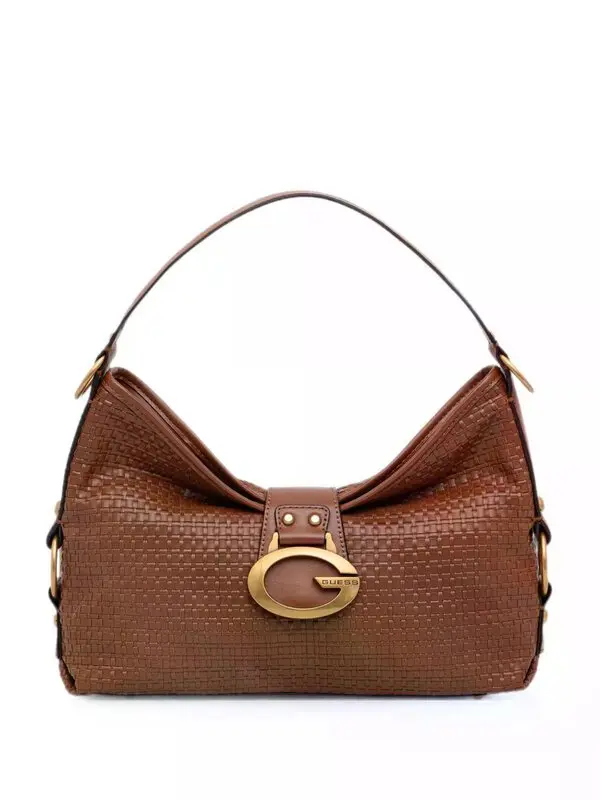 Guess Woven-design Logo-plaque Tote Bag - Brown