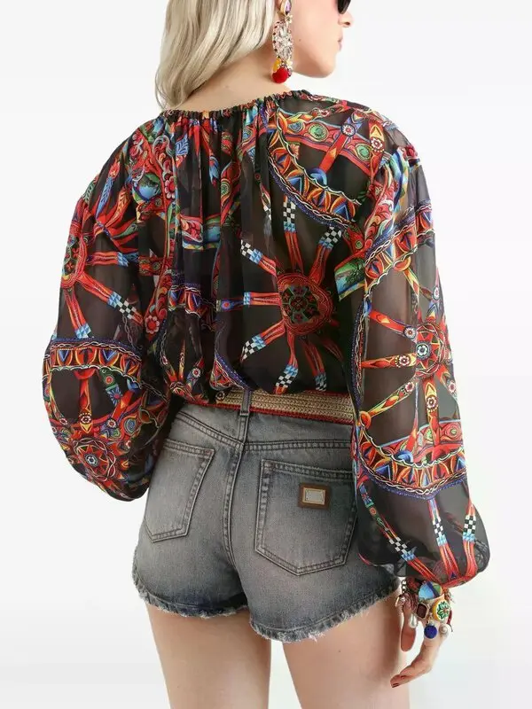 Dolce & Gabbana Carretto-print Devoré Twill Top