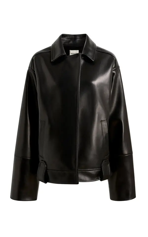 Khaite Alder Plonge Leather Jacket - Black