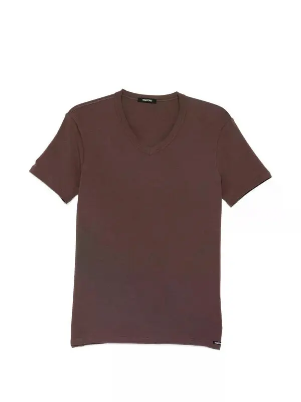 TOM FORD Logo-patch T-shirt - Brown