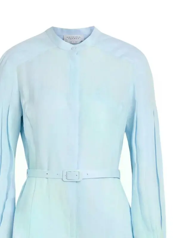 Gabriela Hearst Midi Belted Pleated-sleeve Dress - Blue
