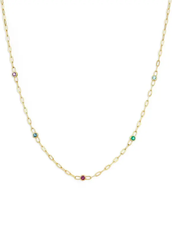 DINNY HALL Gemstone Paperclip Chain Necklace