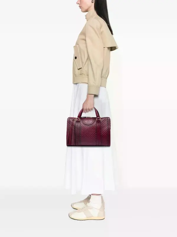 Gucci 2016-2026 Microguccissima Brogue Duilio Boston Bag - Red