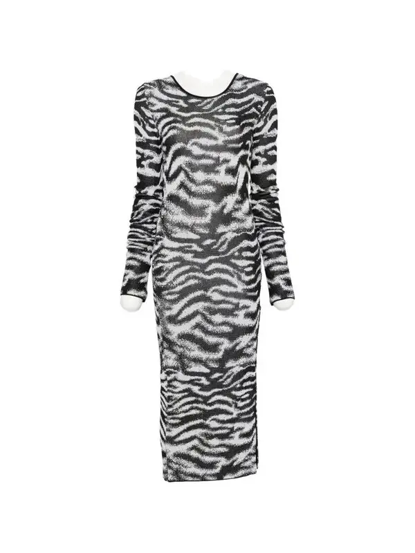 Attico Zebra-print Backless Midi Dress - Black