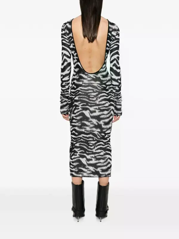 Attico Zebra-print Backless Midi Dress