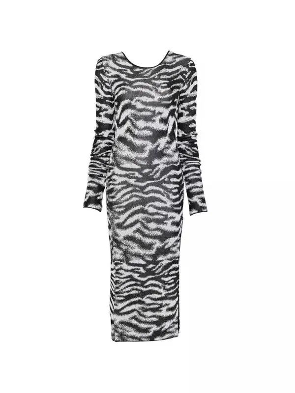 Attico Zebra-print Backless Midi Dress - Black