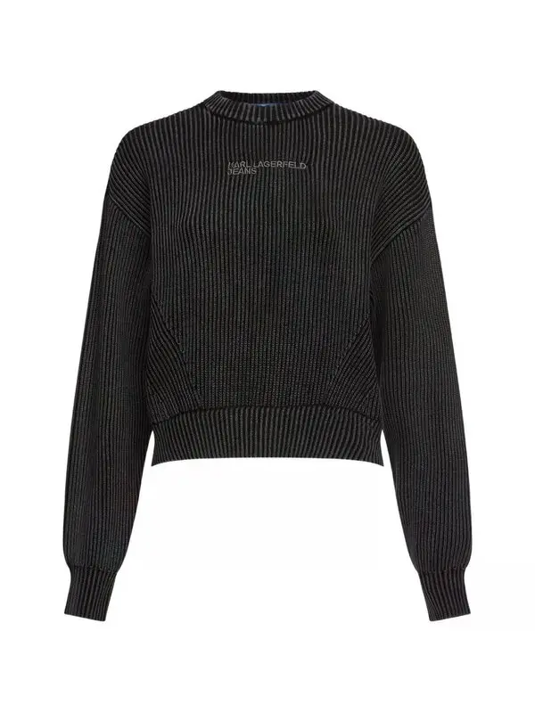Karl Lagerfeld Ribbed Knit Sweater With Logo Embroidery