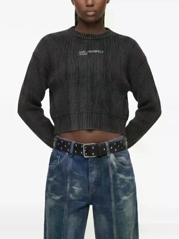 Karl Lagerfeld Ribbed Knit Sweater With Logo Embroidery