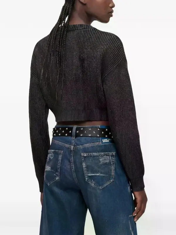 Karl Lagerfeld Ribbed Knit Sweater With Logo Embroidery