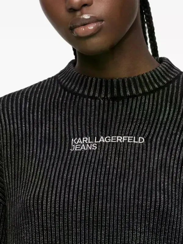 Karl Lagerfeld Ribbed Knit Sweater With Logo Embroidery