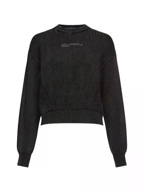 Karl Lagerfeld Logo-embroidered Ribbed-knit Sweater - Black