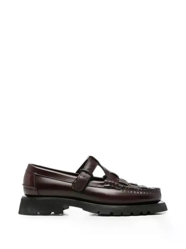 Hereu Woven Buckle-fastening Loafers - Brown