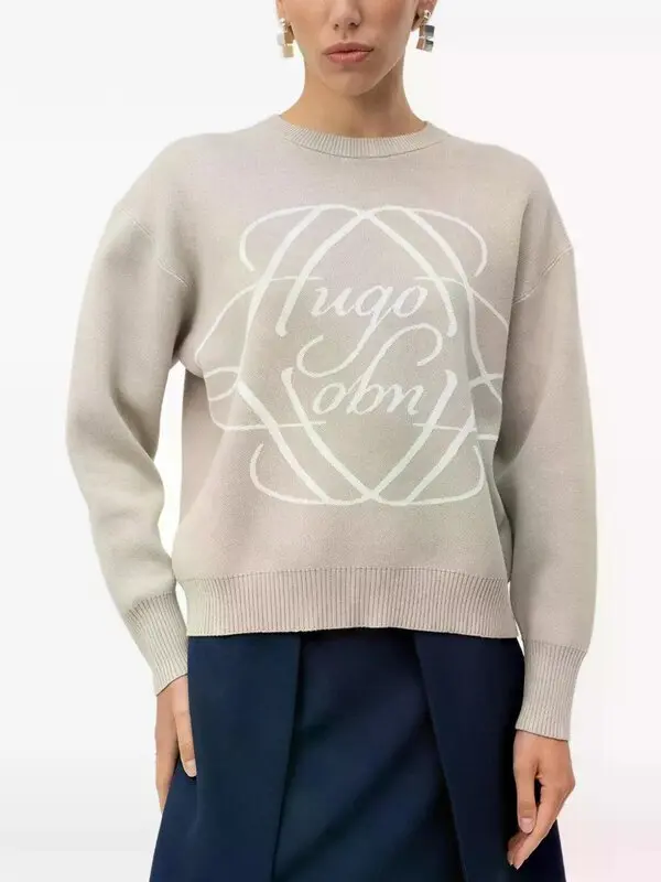 Hugo Logo-intarsia Crew-neck Sweater