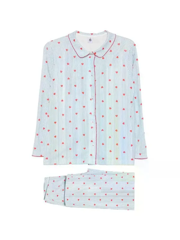 Petit Bateau Heart-print Cotton Pajamas - Blue