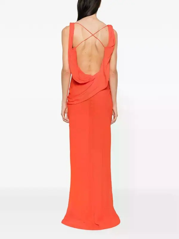 Patrizia Pepe Cowl Neck Ring Detail Georgette Maxi Dress
